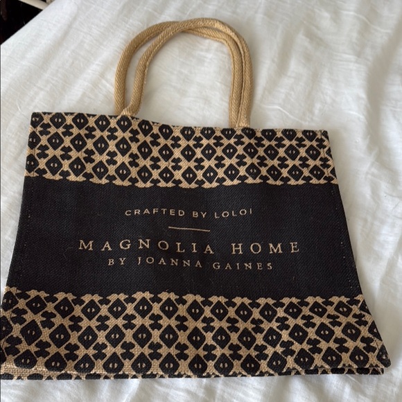 Magnolia | Bags | Magnolia Home By Joanna Gaines Black And Tan Burlap ...